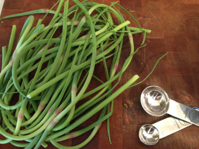 Garlic-scape fergazza bread. | well fed, flat broke