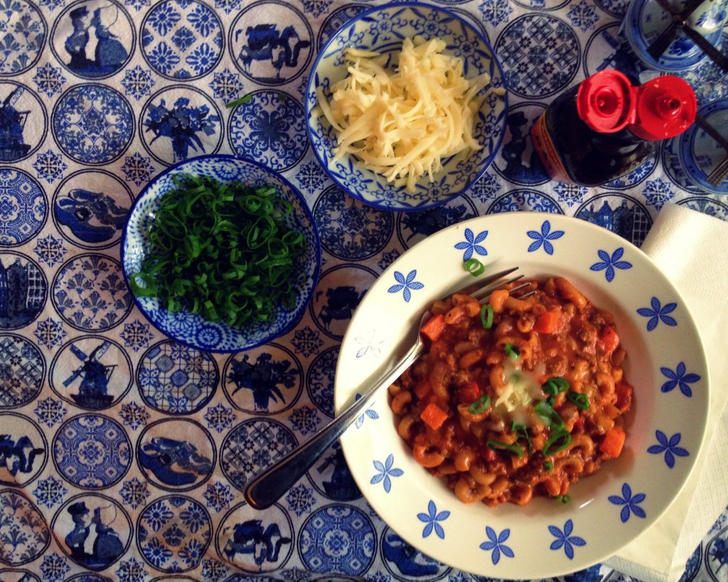 Dutch macaroni. | well fed, flat broke